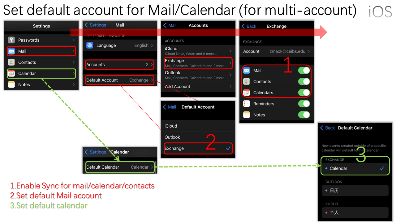 Set Default Account For Mailcalendar For Multi Account